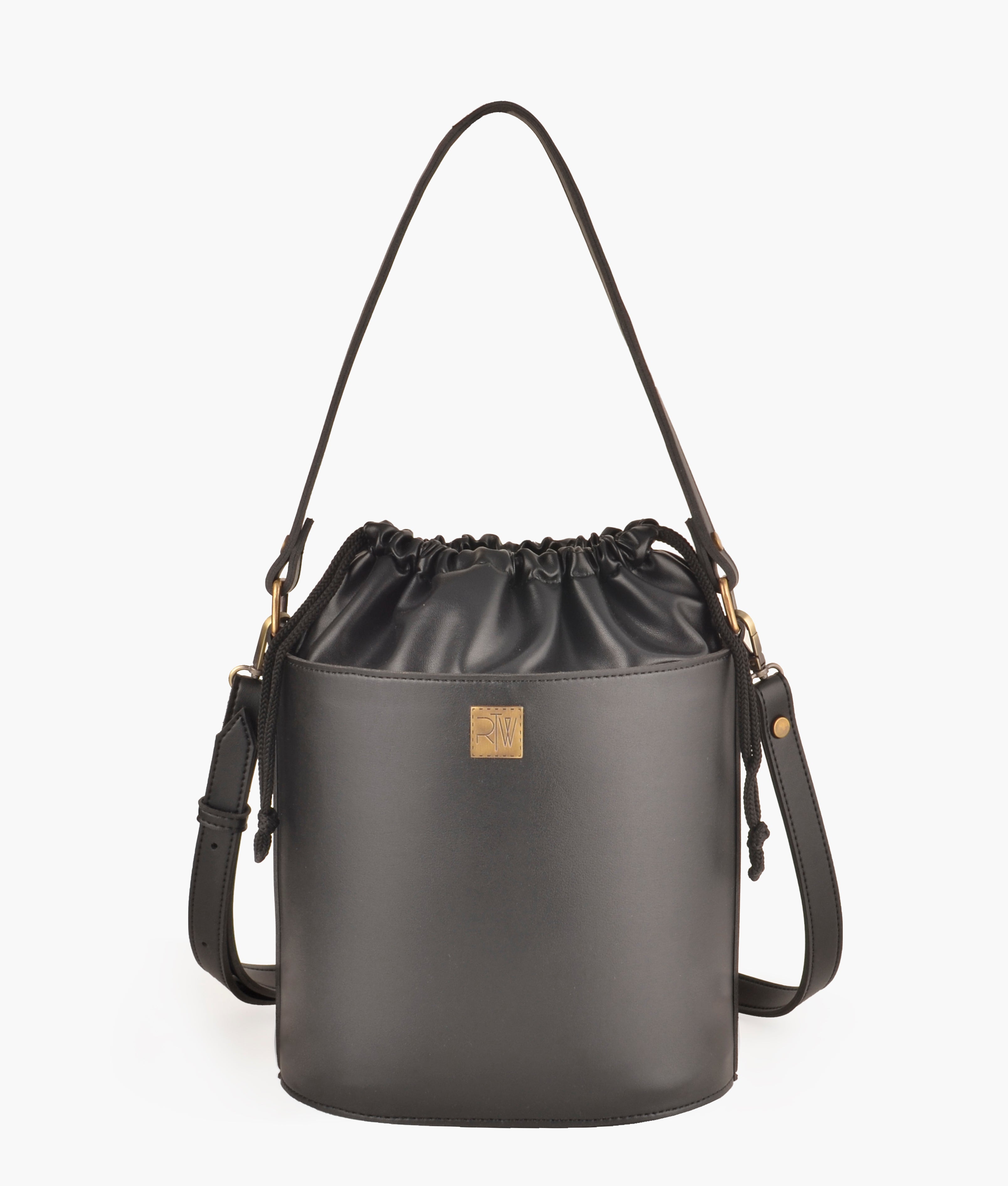 Black top-handle bucket bag – RTW Creation