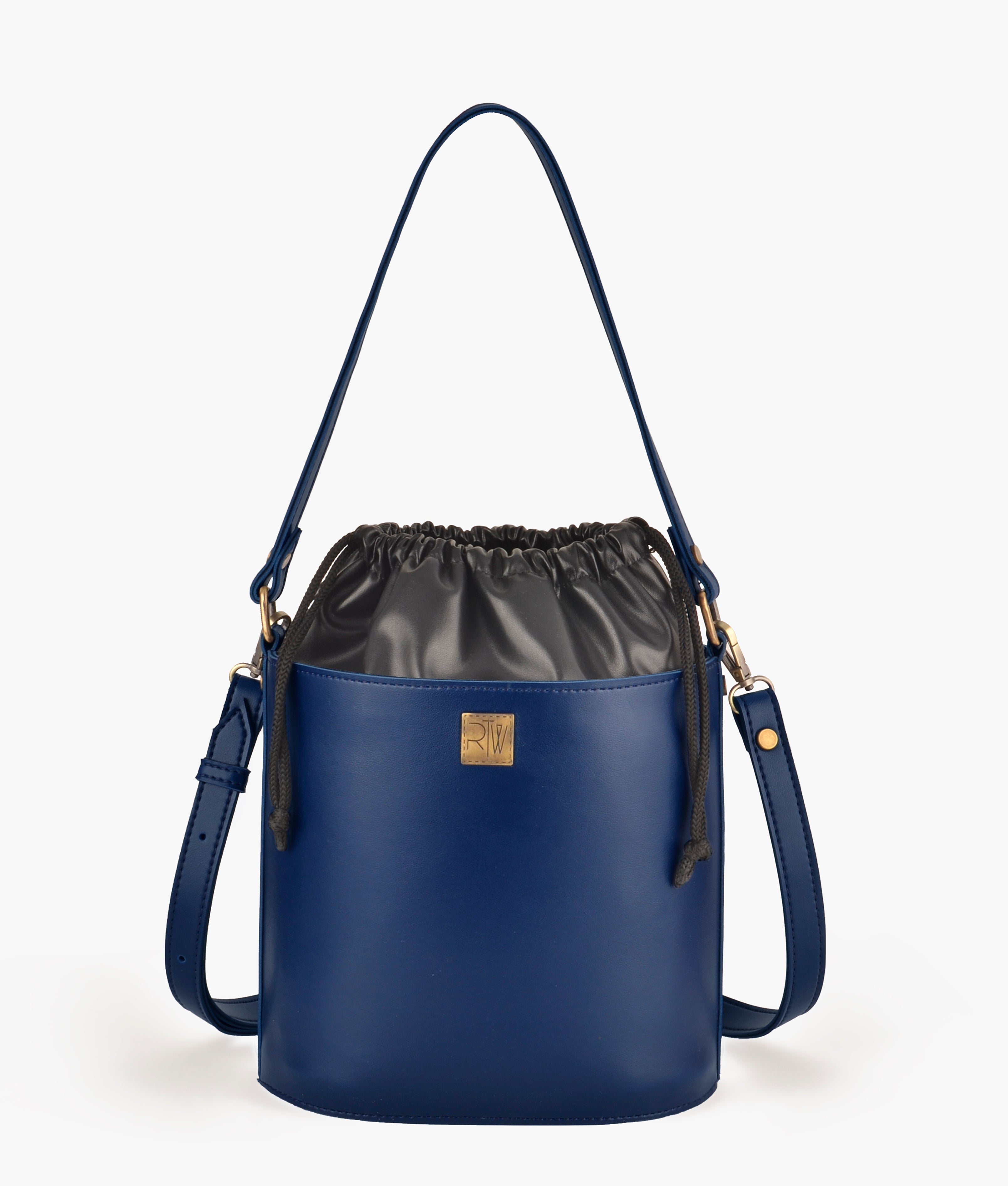 Blue top-handle bucket bag – RTW Creation